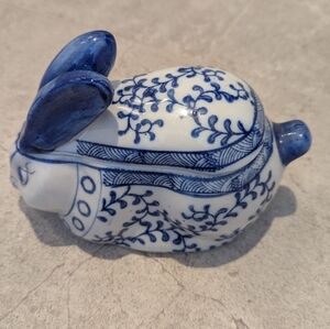 Vintage | Accents | Vintage Blue And White Ceramic Chinoiserie Rabbit ...